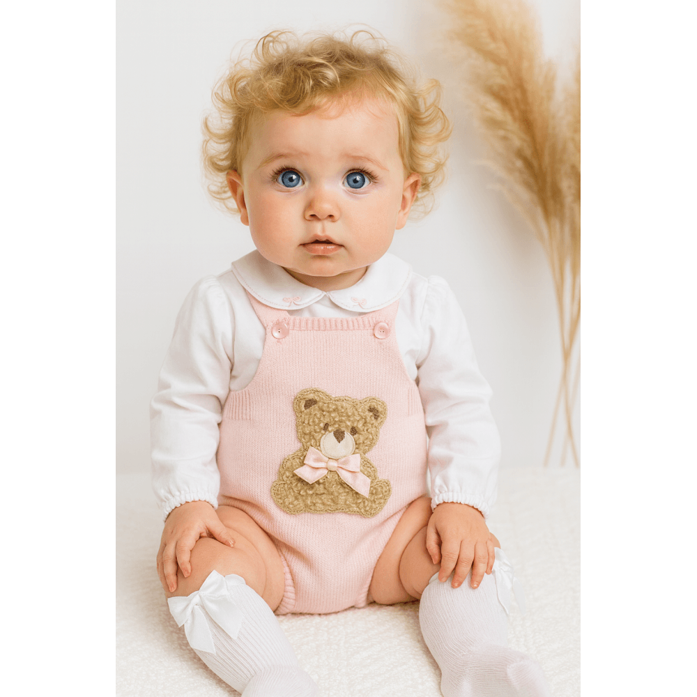 Pex Girls Bear Pink Peter Pan Romper Suit